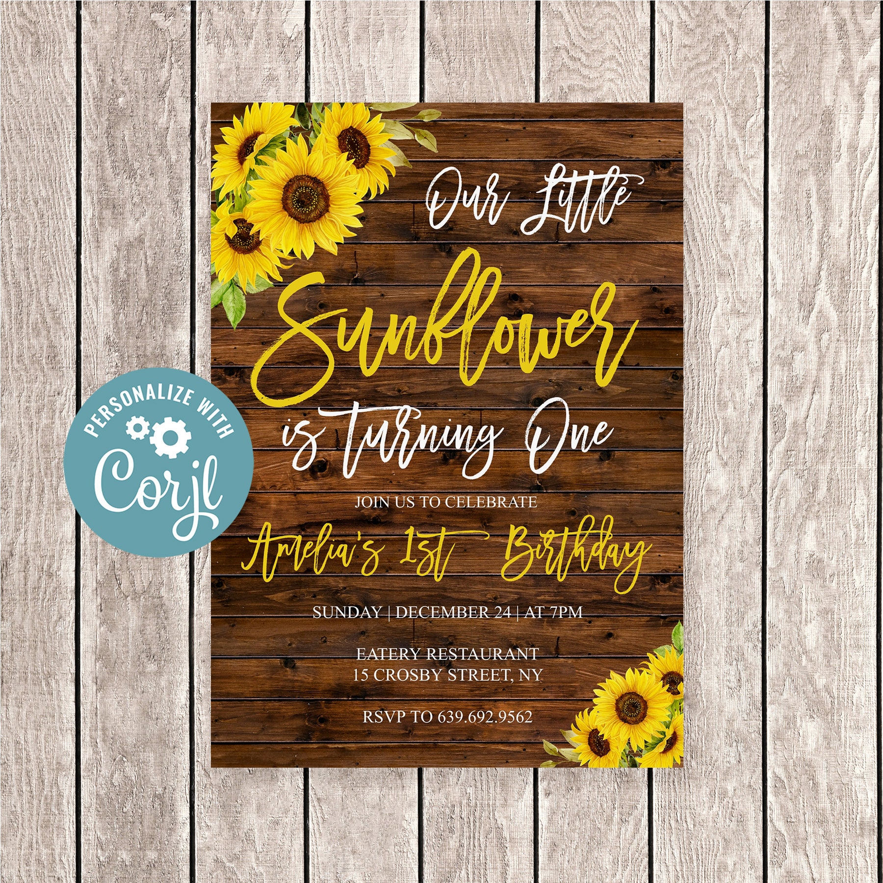 Sunflower Party Invite Sunflower Invitaiton Summer Birthday | Etsy