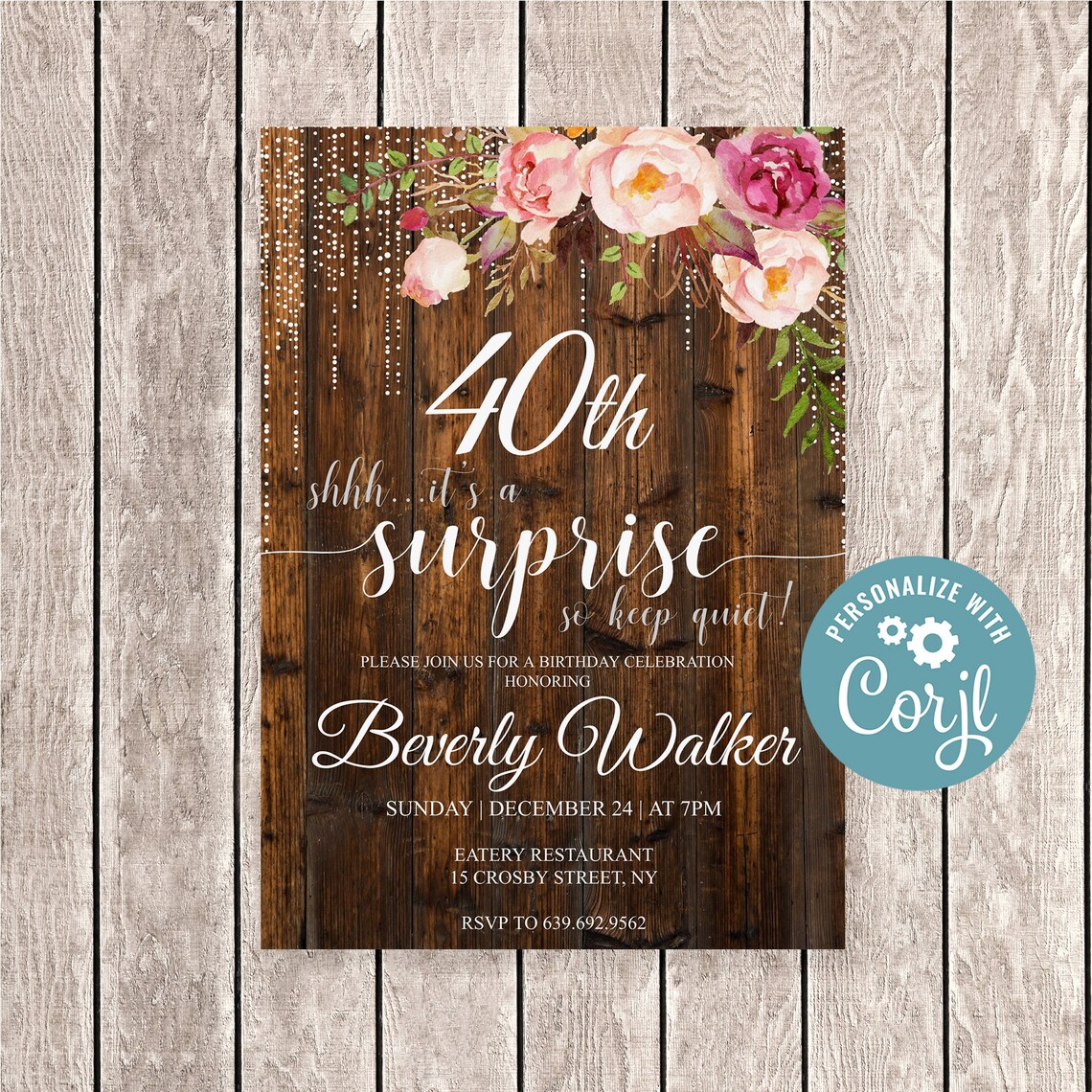 Surprise 40th Birthday Invitation Any Age Surprise Birthday Etsy