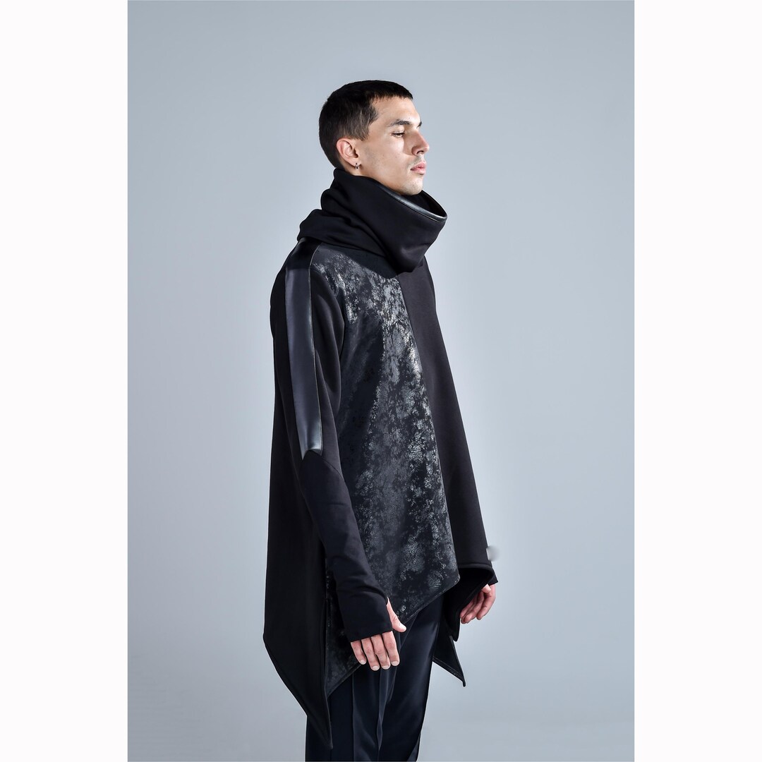 Echo Poncho (men Clothing-high Collar Poncho-men Tunic-avantgarde Men ...
