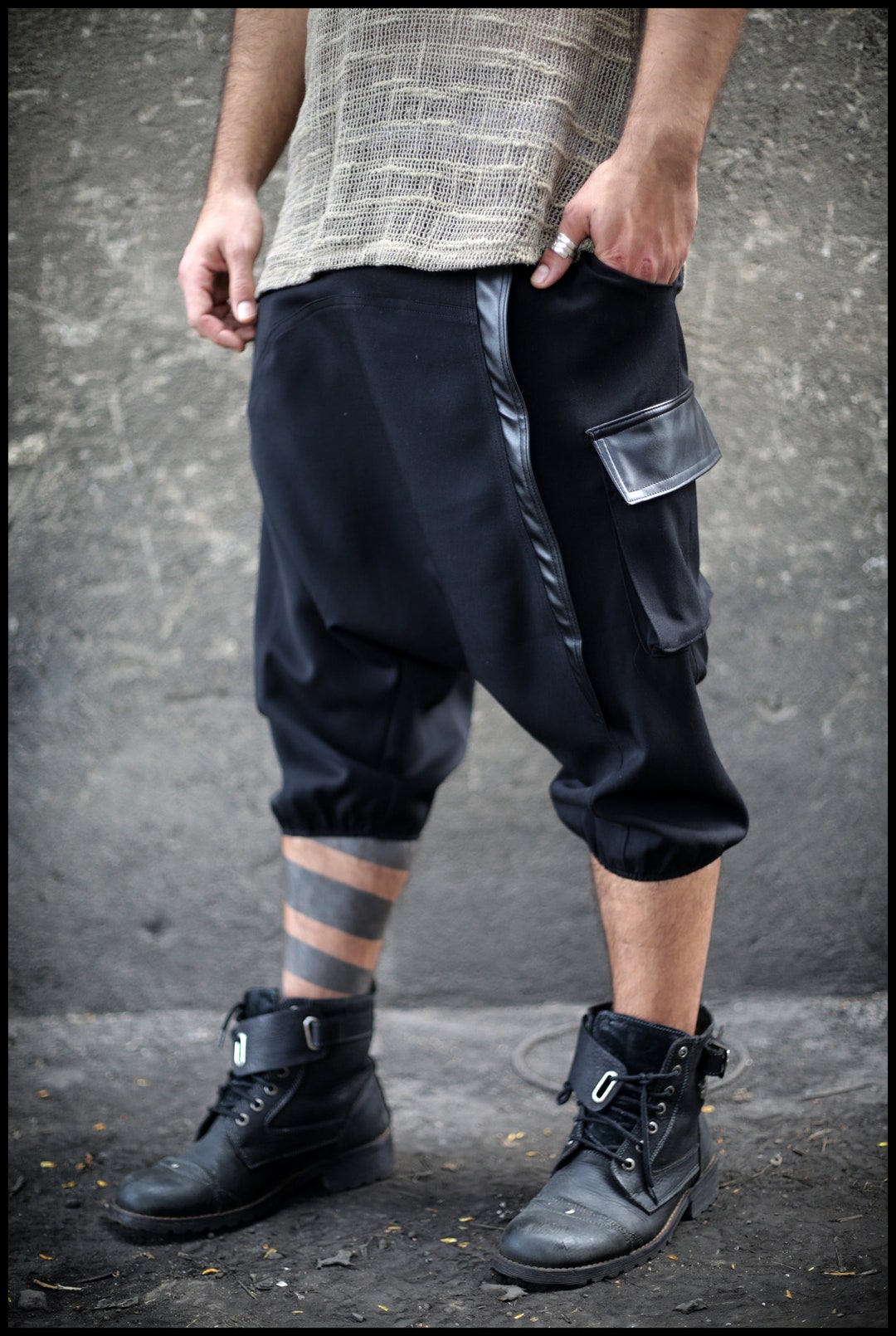 Collector Short (black Pants-loose Man Pants-apocalyptic-avantgarde ...
