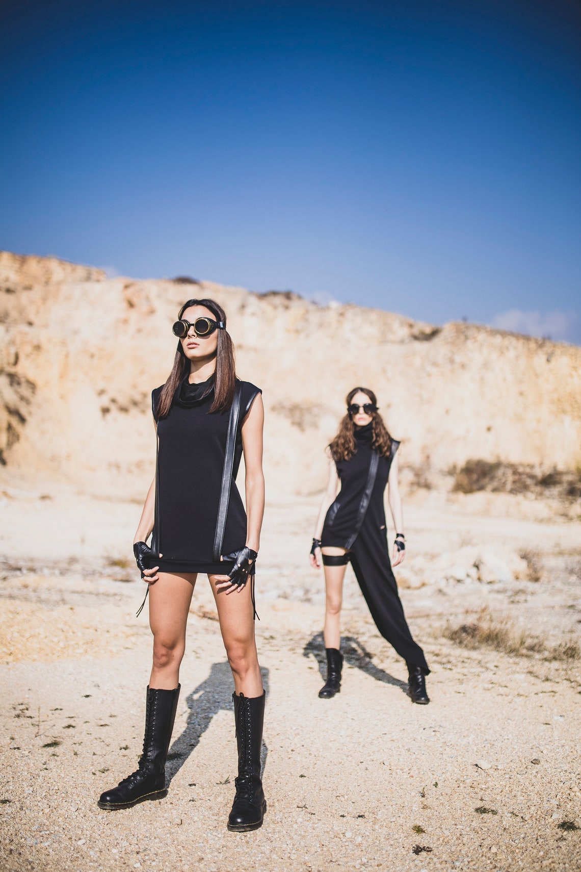 Whispering Desert Top black Dress-short Tunic-alternative | Etsy