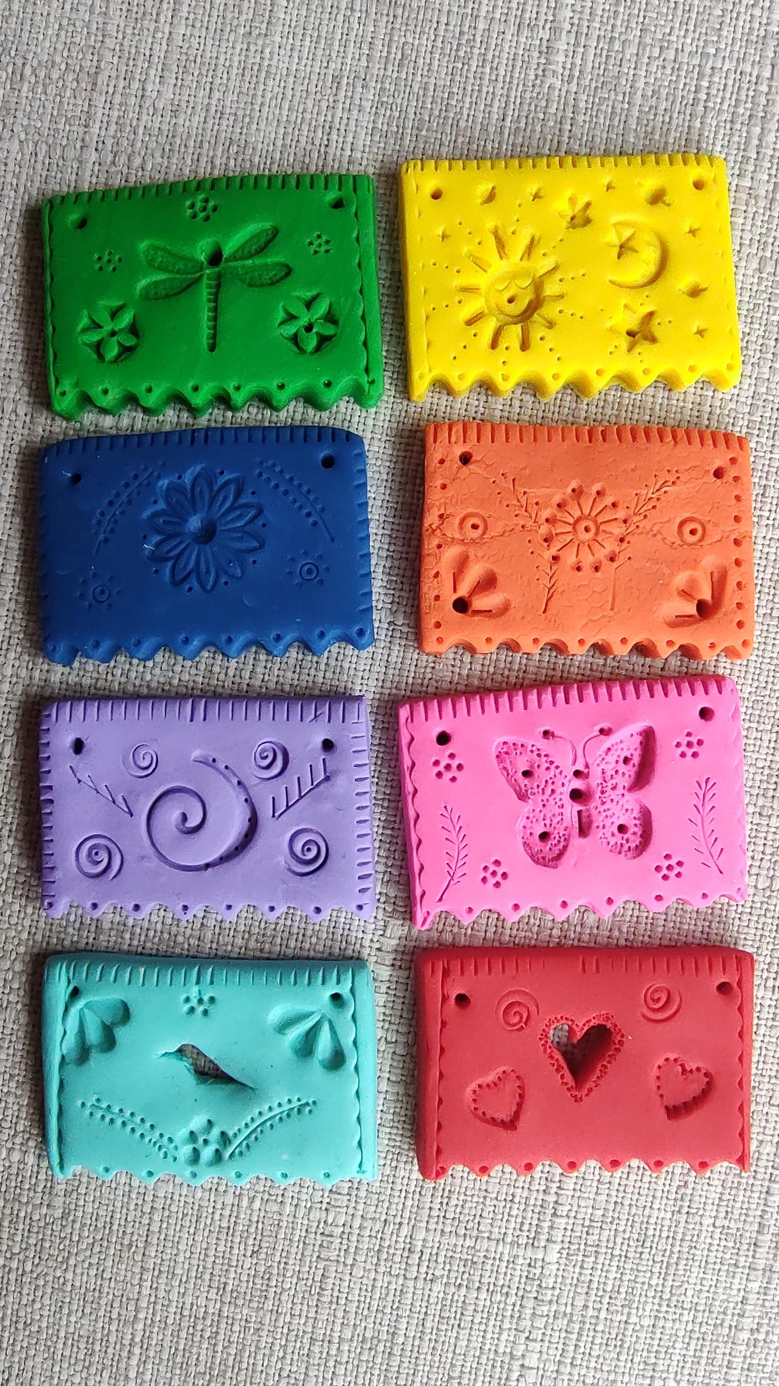 Custom Order, 8-pc Papel Picado, Mexican Decor, Buttons, Tapestry Decor ...