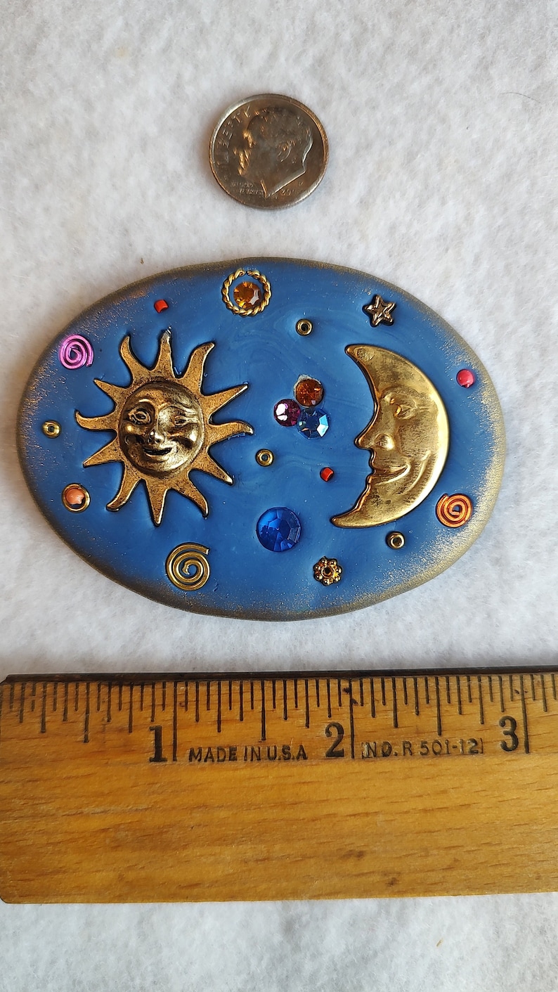 Polymer Clay Celestial Brooch/pendant, Sun Brooch, Galaxy, Solar System ...