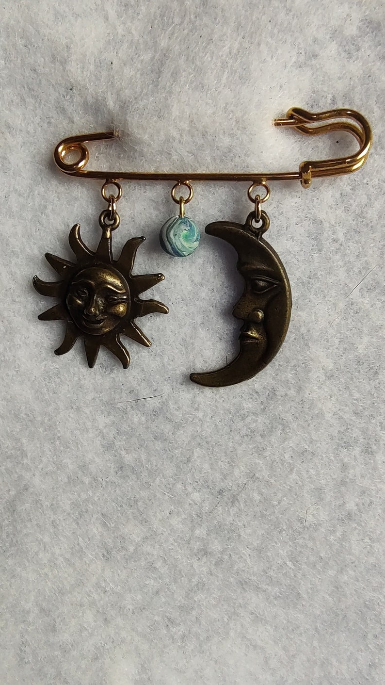 Polymer Clay Celestial Brooch/pendant, Sun Brooch, Galaxy, Solar System ...