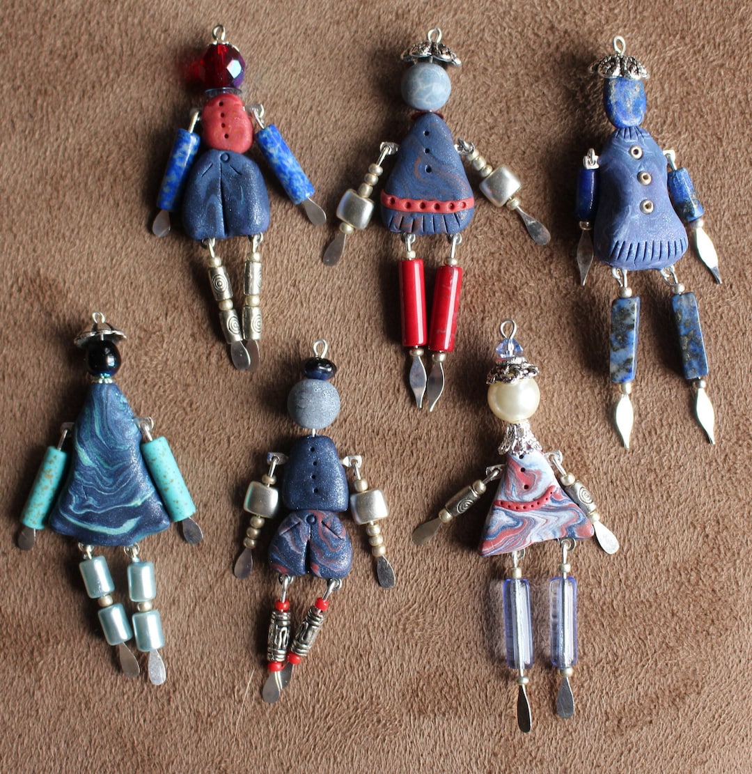 Polymer Clay People Necklaces, Ooak Pendant, People Charms, Sculpey ...