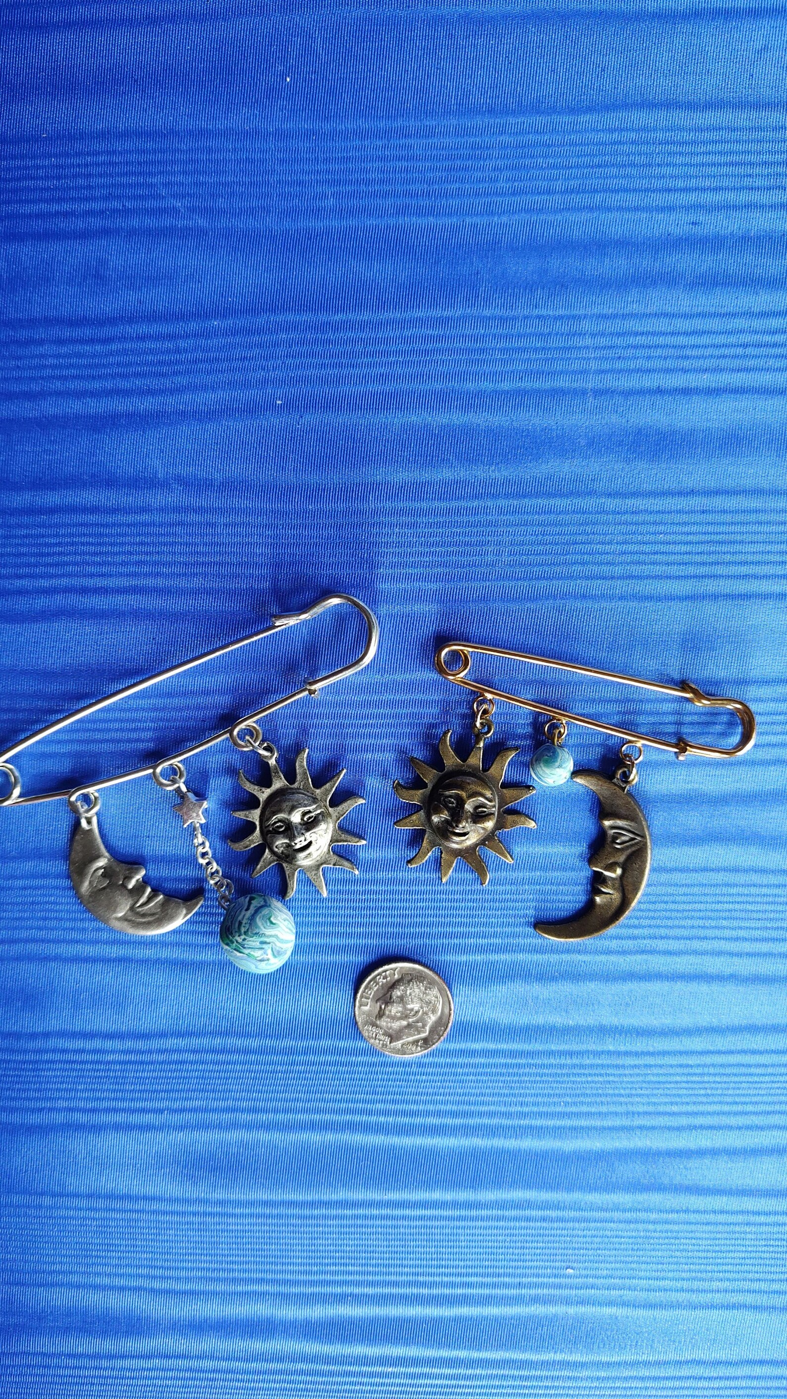 Polymer Clay Celestial Brooch/pendant, Sun Brooch, Galaxy, Solar System ...