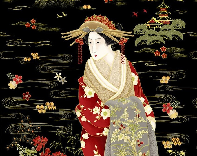 Geisha Fabric Panel, Japanese Quilting Panel, Kyoto Gardens - Etsy