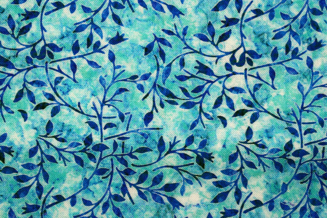 Turquoise Vine Cotton Fabric: Mystical Quilting Treasures, Blue Vines ...