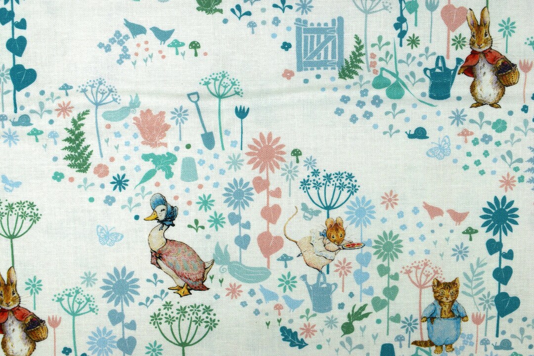 Jemima Puddleduck Fabric, Peter Rabbit Fabric, Organic Cotton Quilting ...