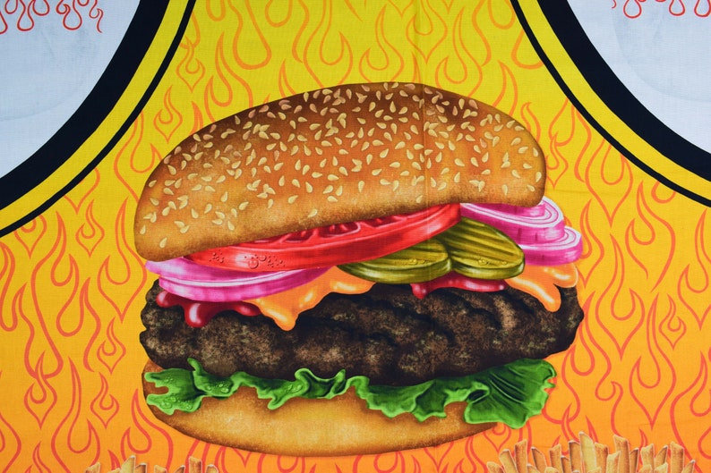 Burger apron Barbecue apron panel BBQ apron craft panel | Etsy