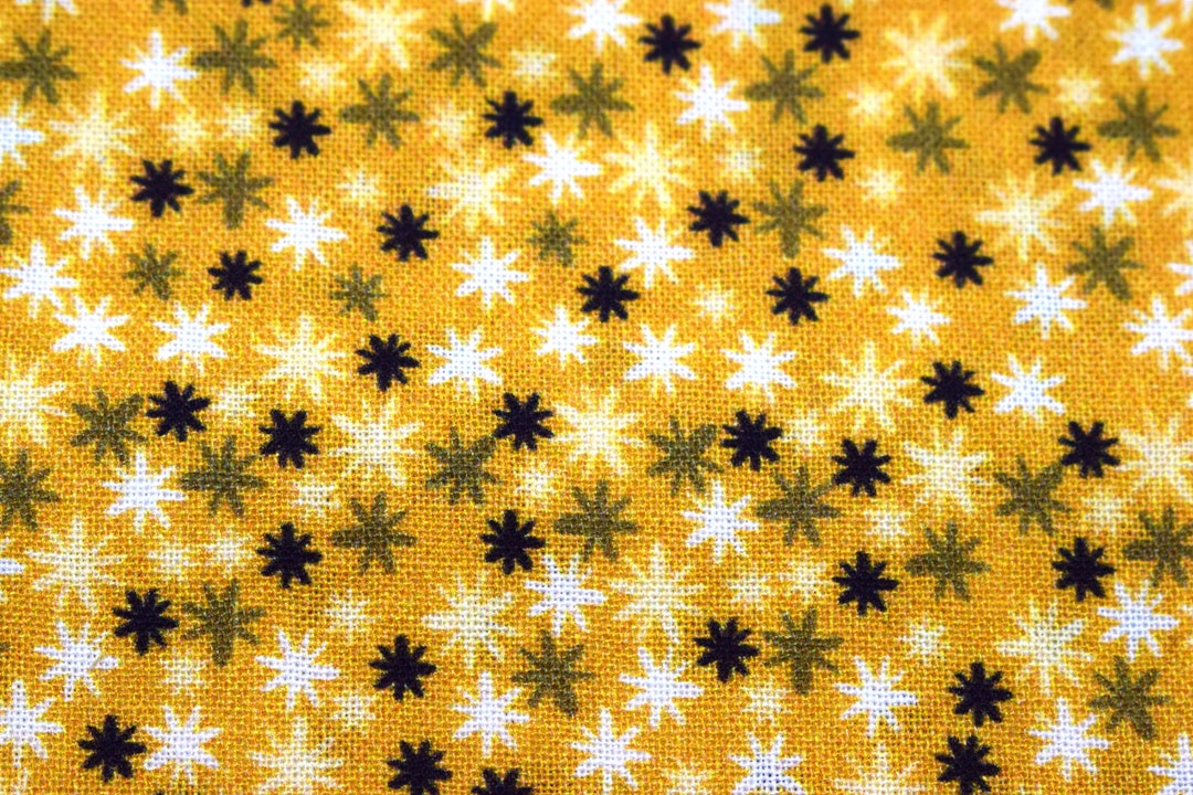 Yellow Star Fabric, Star Quilting Fabric, Cotton Fabric, Price by the ...