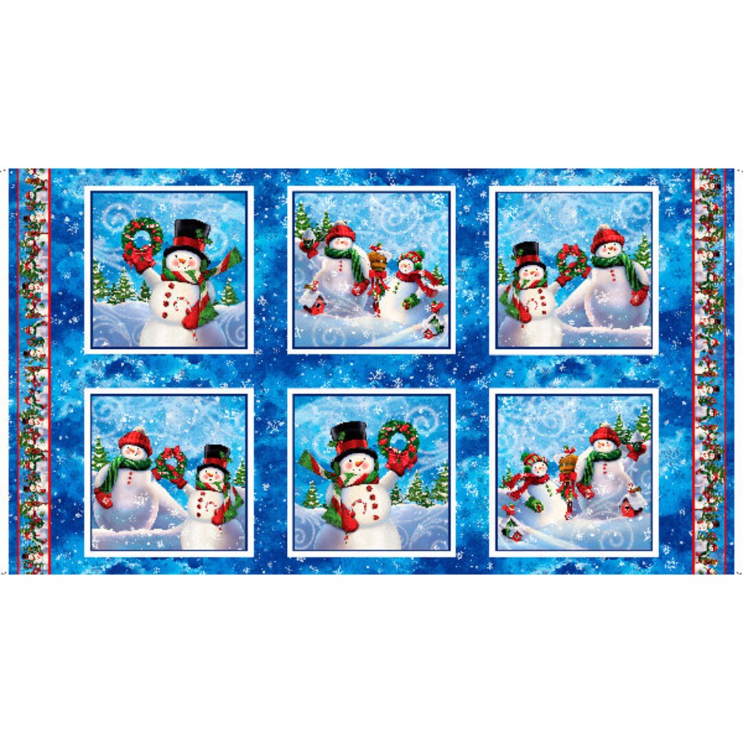 Snowman Fabric Panel, Christmas Novelty Fabric Panel, Snowman Picture ...