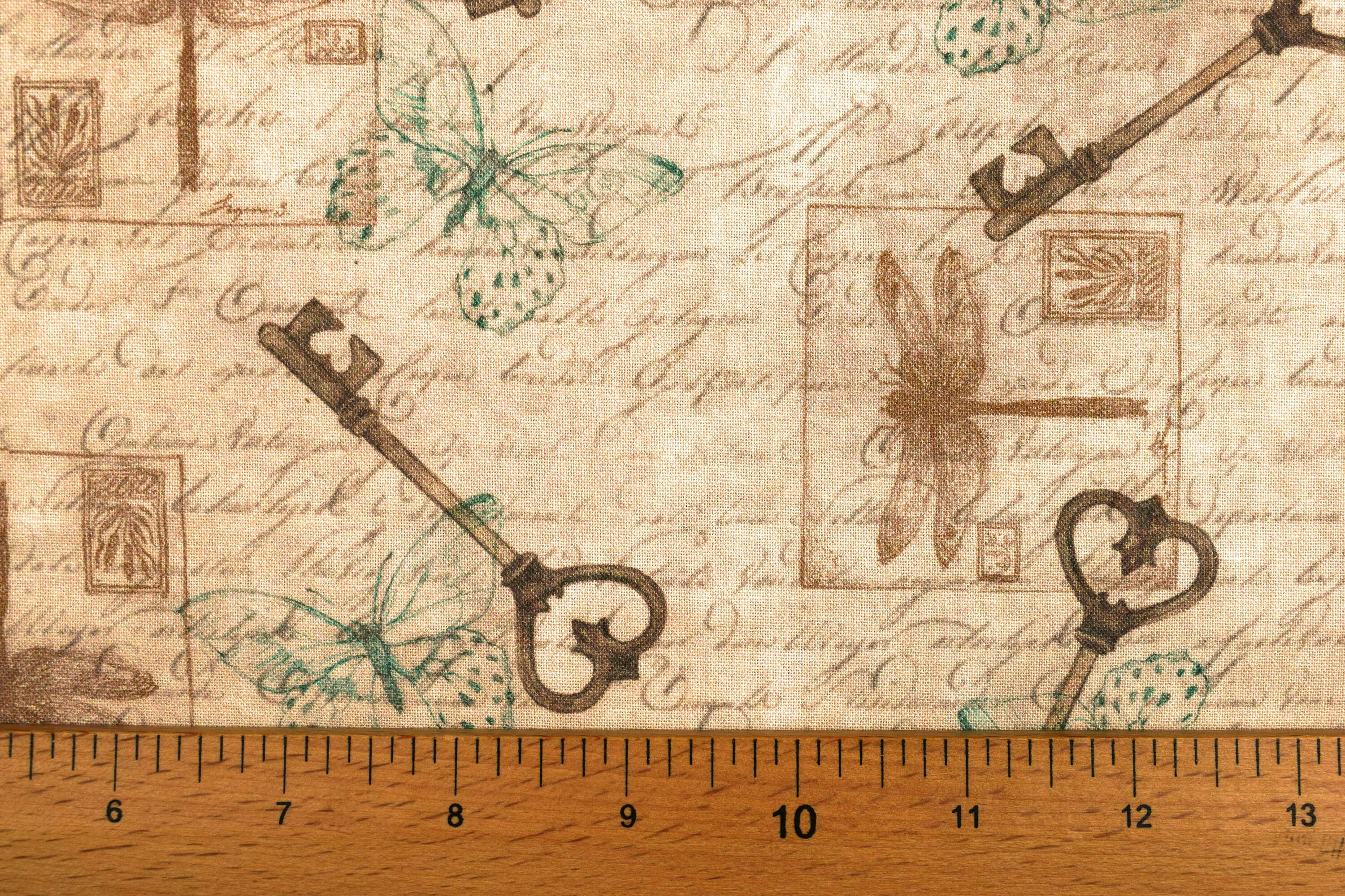 Key Fabric Quilting Fabric Keys to the Garden Price by the | Etsy