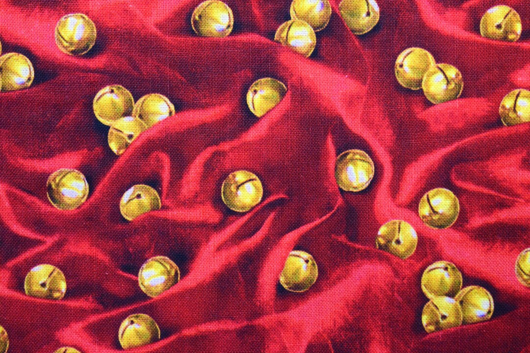 Red Christmas Bells Fabric: Santa's List Quilting Cotton - Price by ...
