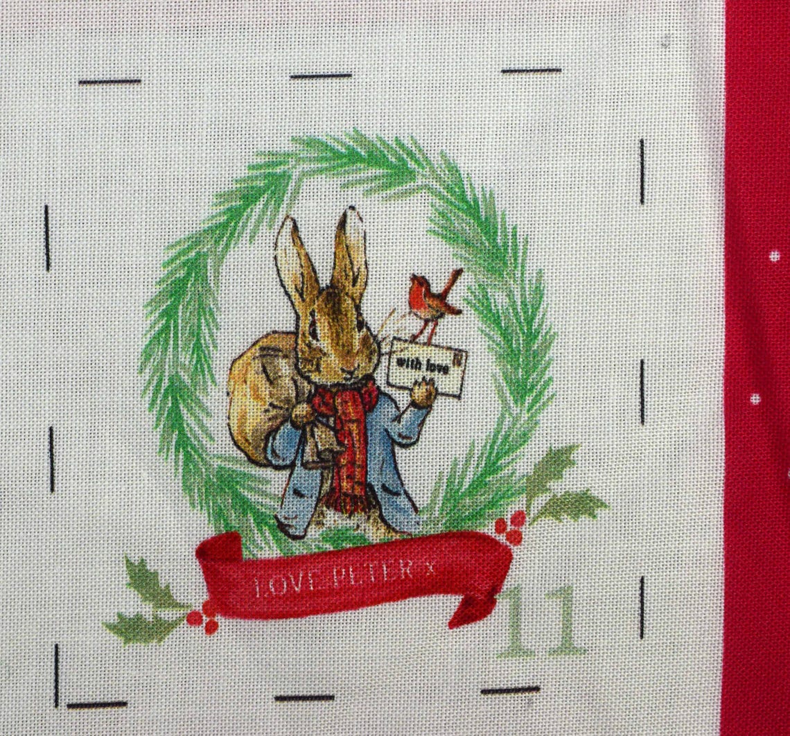 Peter Rabbit Advent Calendar Fabric Panel, Christmas Quilting - Etsy