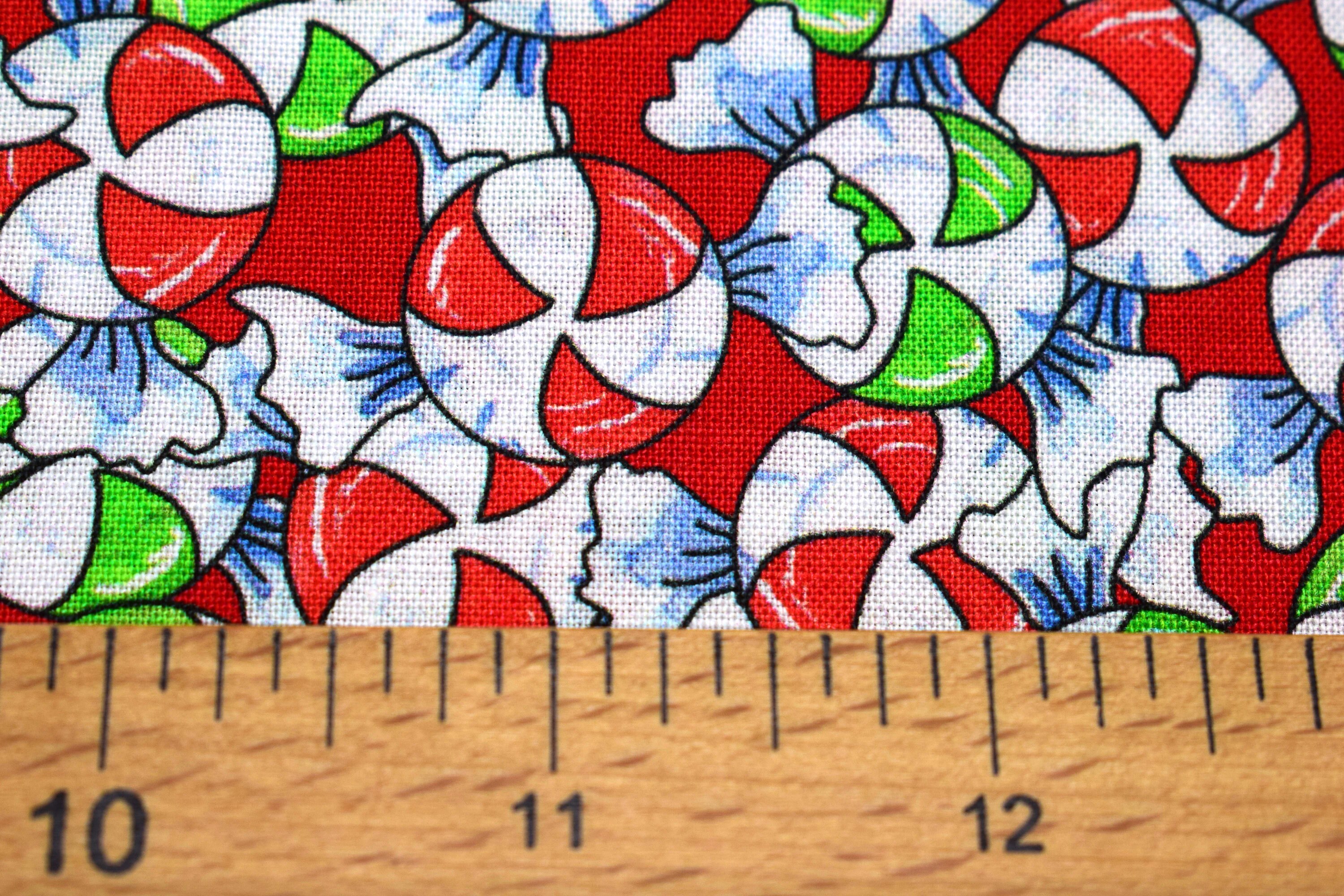 Red Peppermint Candy Fabric, Green and Red Christmas Quilting Cotton ...