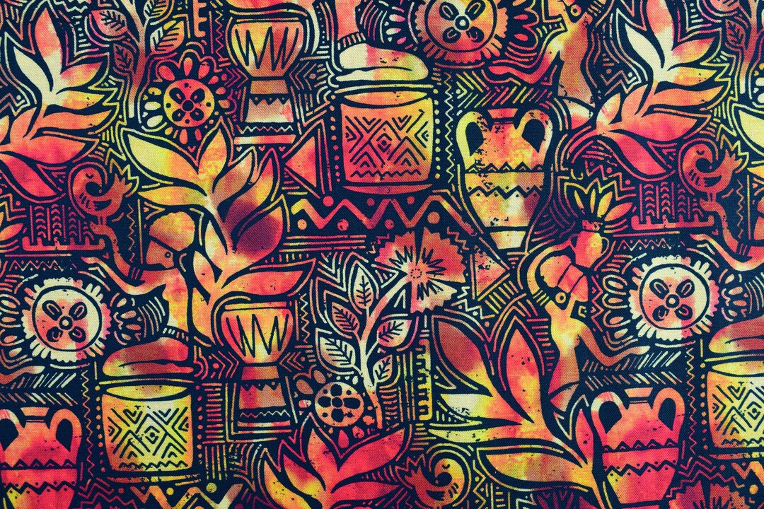 Burnt Orange African Scenes Fabric, Dreaming of Africa, Quilting Fabric ...