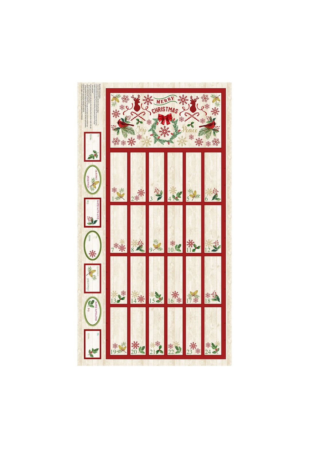 Merry Christmas Fabric Advent Calendar Panel, Reusable Advent Calendar ...