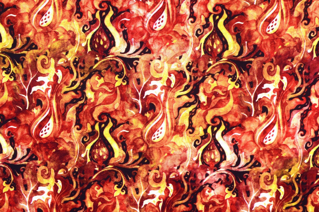 Dragon Fire Cotton Fabric: Flames Print, Quilting Treasures - Price by ...