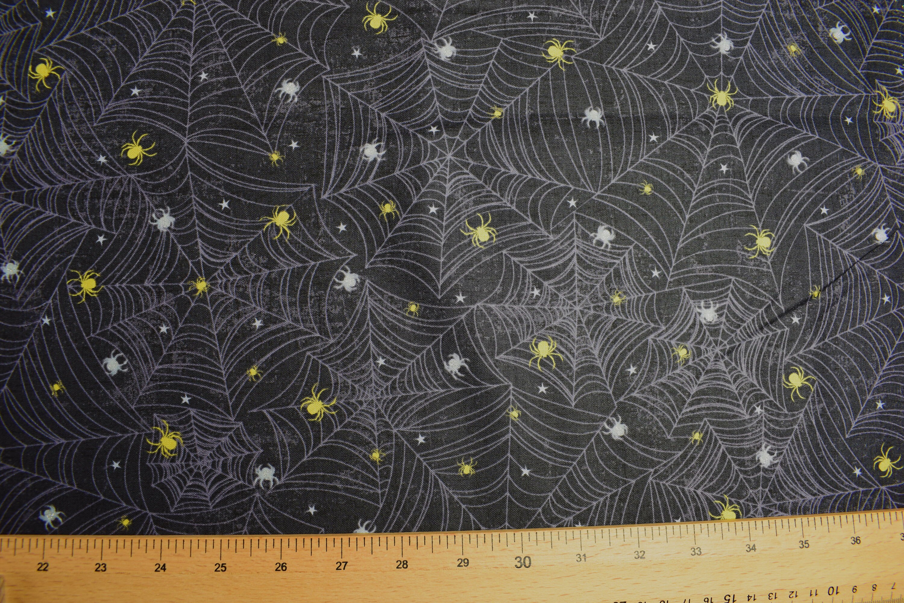 Spider fabric glitter fabric Halloween fabric cobweb | Etsy