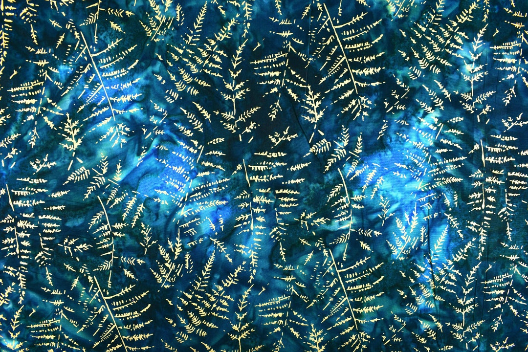 Wizard Metallic Ferns Batik, Tonga Batiks, Quilting Fabric - Price by ...