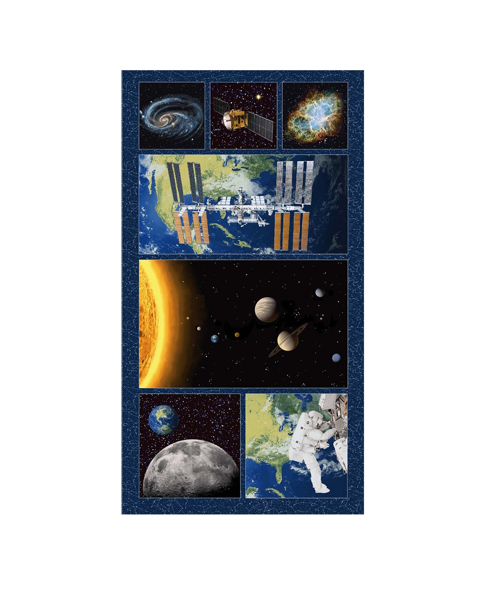 Space Station Fabric Panel, Quilting Panel, Planetary Mission, Studio E ...