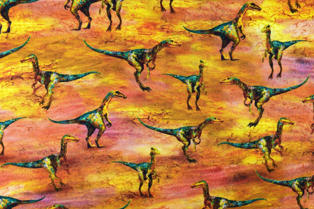 Raptor Fabric, Quilting Fabric, Cotton Fabric, Velociraptor Fabric ...