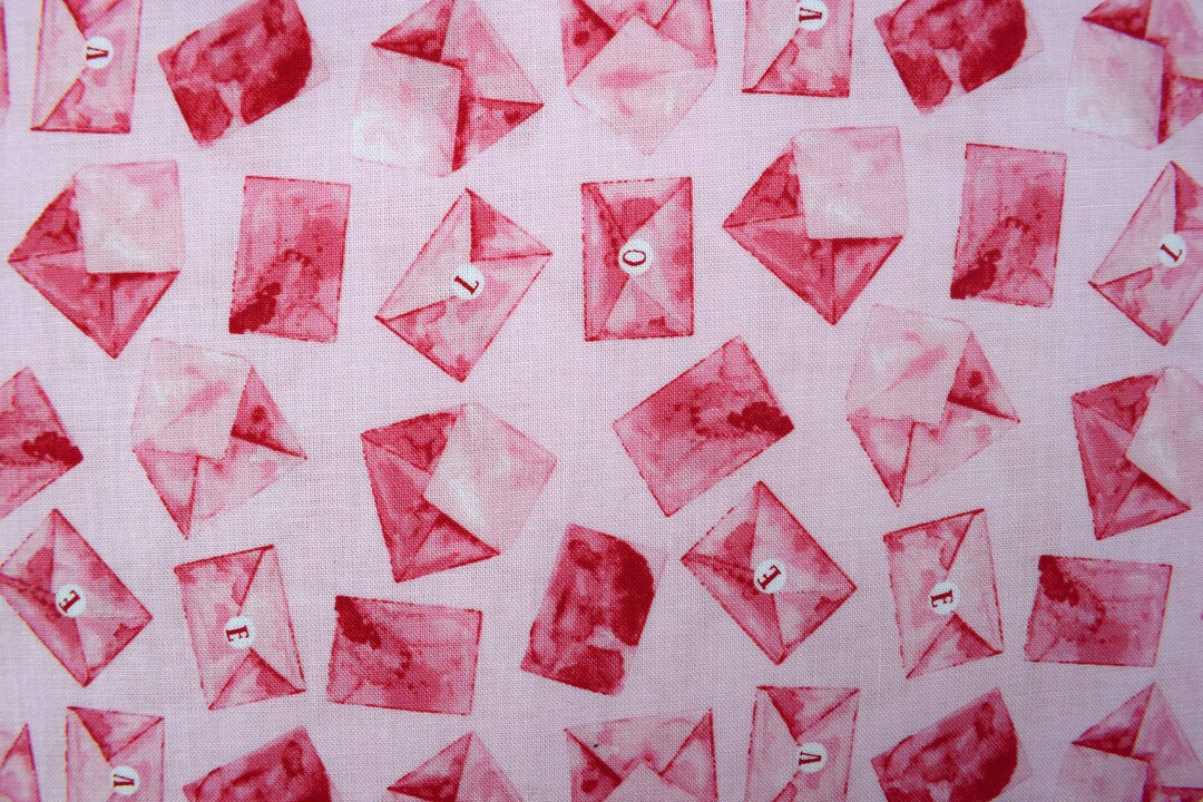 Soft Pink Love Letter Motif Fabric for Quilting Creations - Price by ...