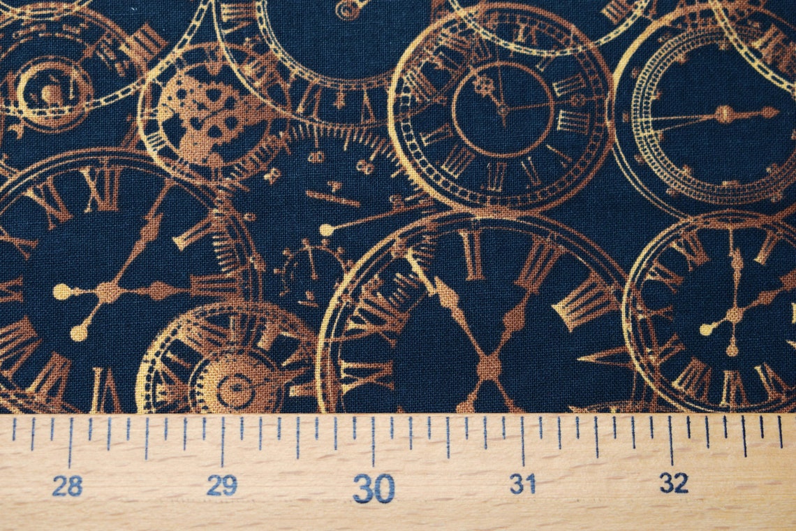 Steampunk Clocks Quilting Fabric Cotton Fabric Price by the | Etsy