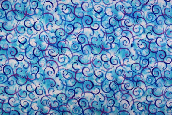 Blue Swirls Fabric Quilting Fabric Cotton Fabric Quilting | Etsy