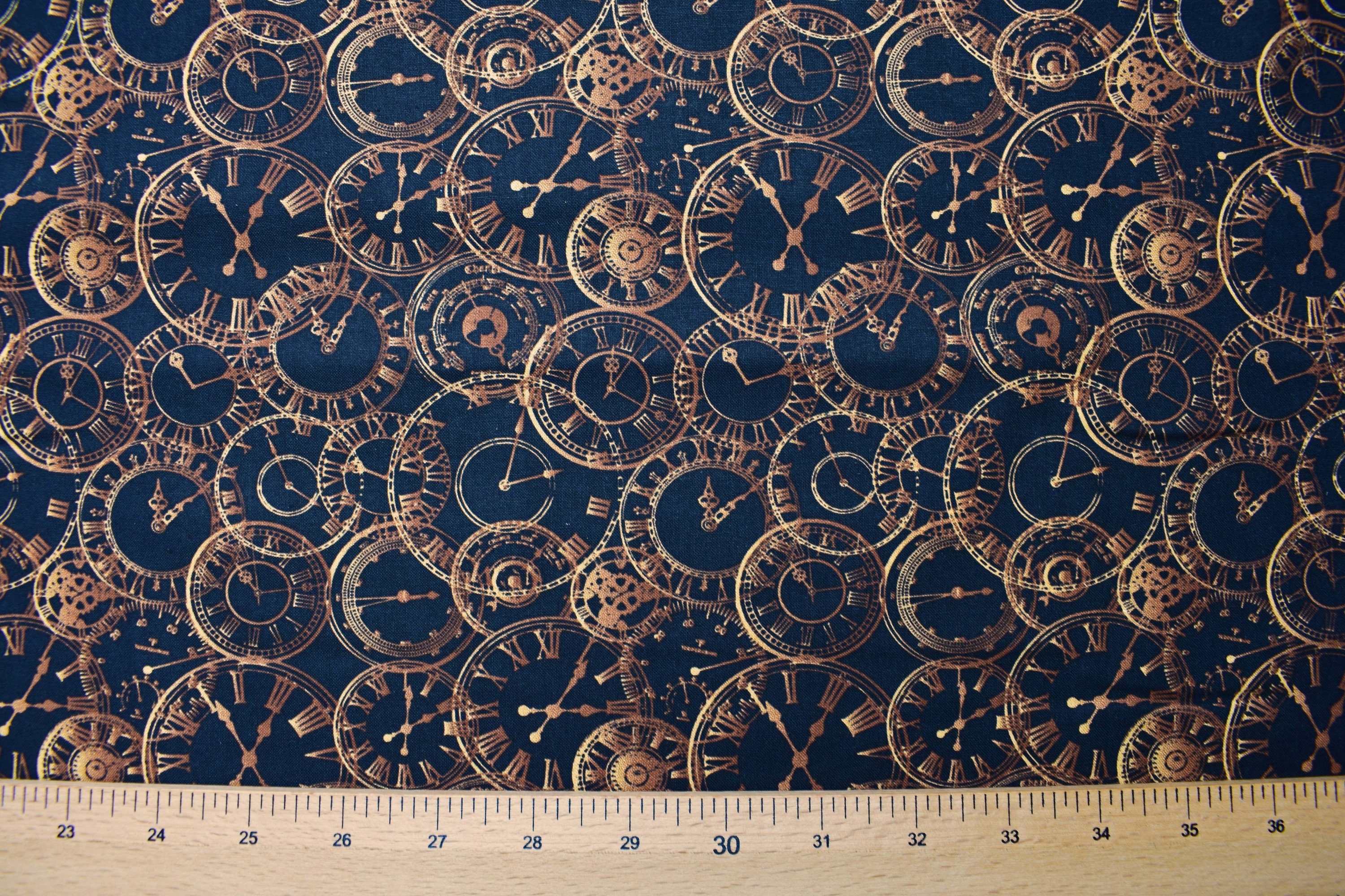 Steampunk Clocks Cotton Quilting Fabric - 44 Inch Wide - Price by Half ...