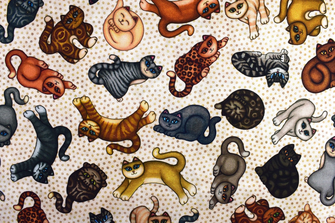 Cat Print Fabric, Quilting Fabric, Cotton Fabric, Quilting Treasures ...