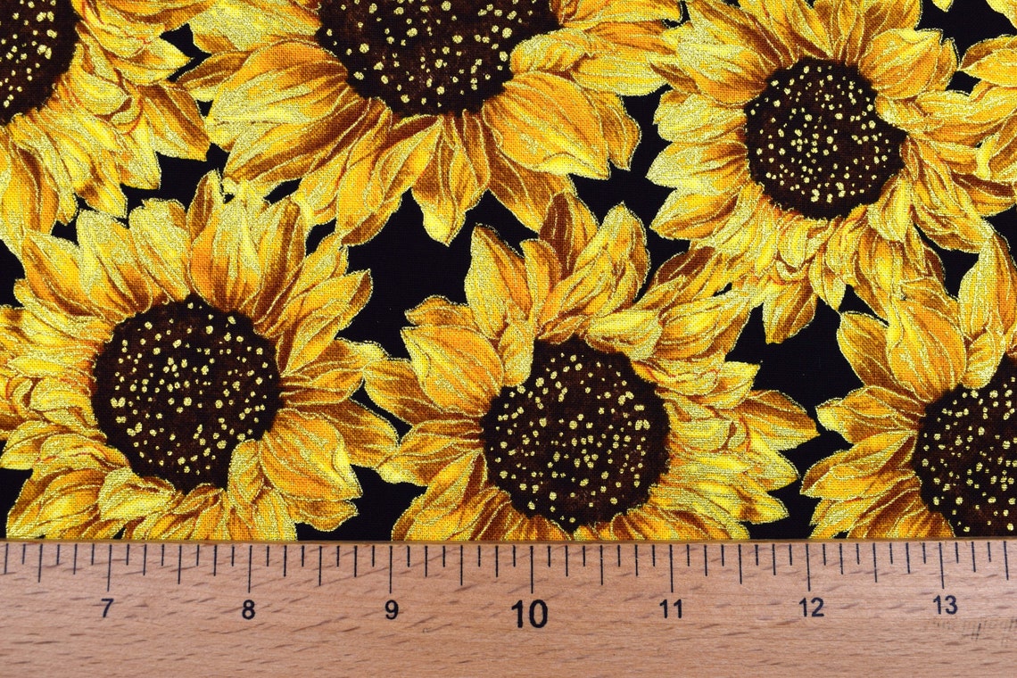 Sunflower fabric Cotton Quilting fabric Harvest Price by | Etsy
