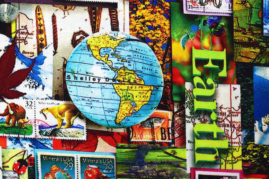 Earth Collage Quilting Fabric: Multi-coloured Cotton, - Price by Half ...
