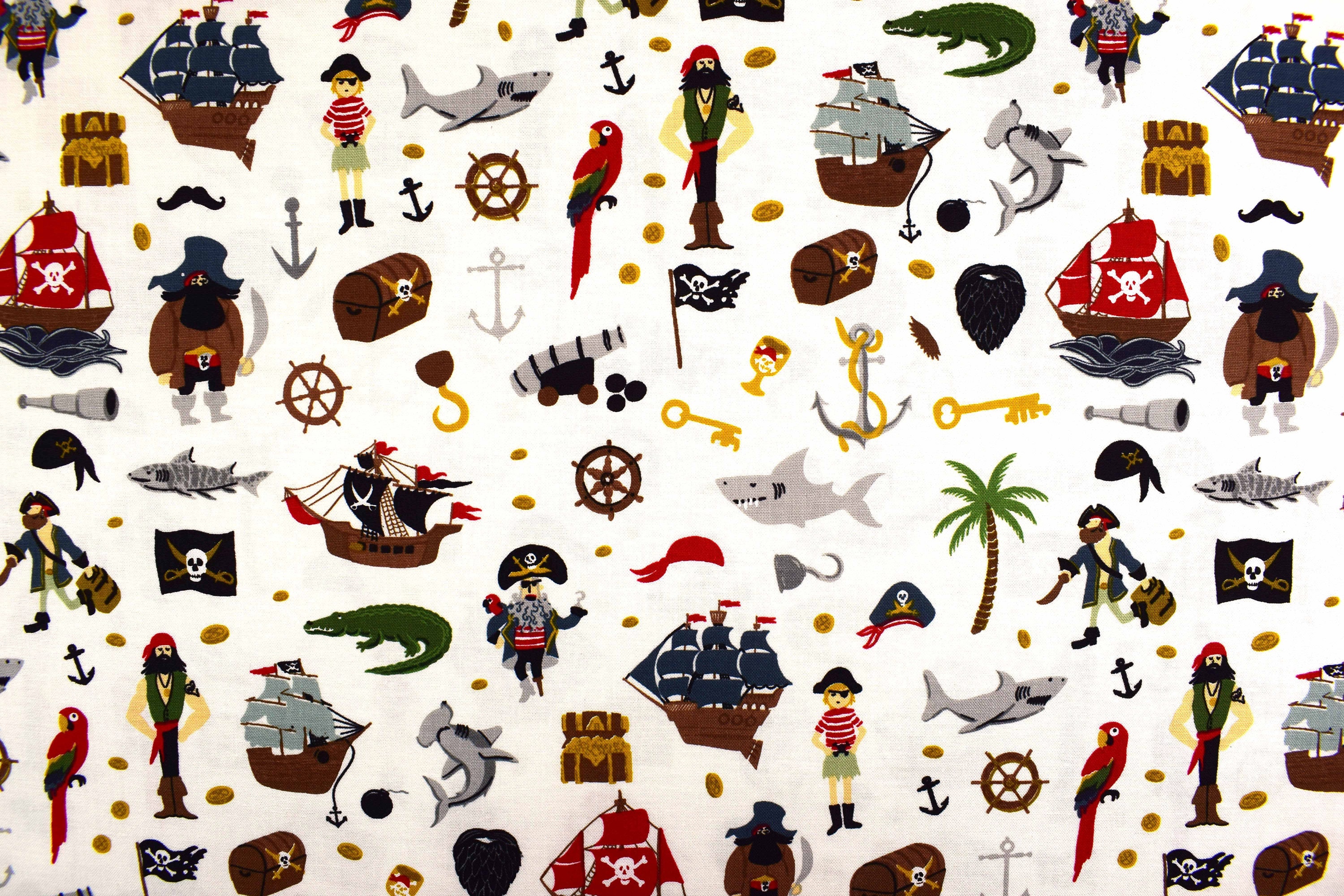 Pirate Captain fabric quilting fabric Pirates tale Riley | Etsy