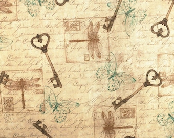 Skeleton Key Fabric Stylized Antique Keys on Black Small - Etsy