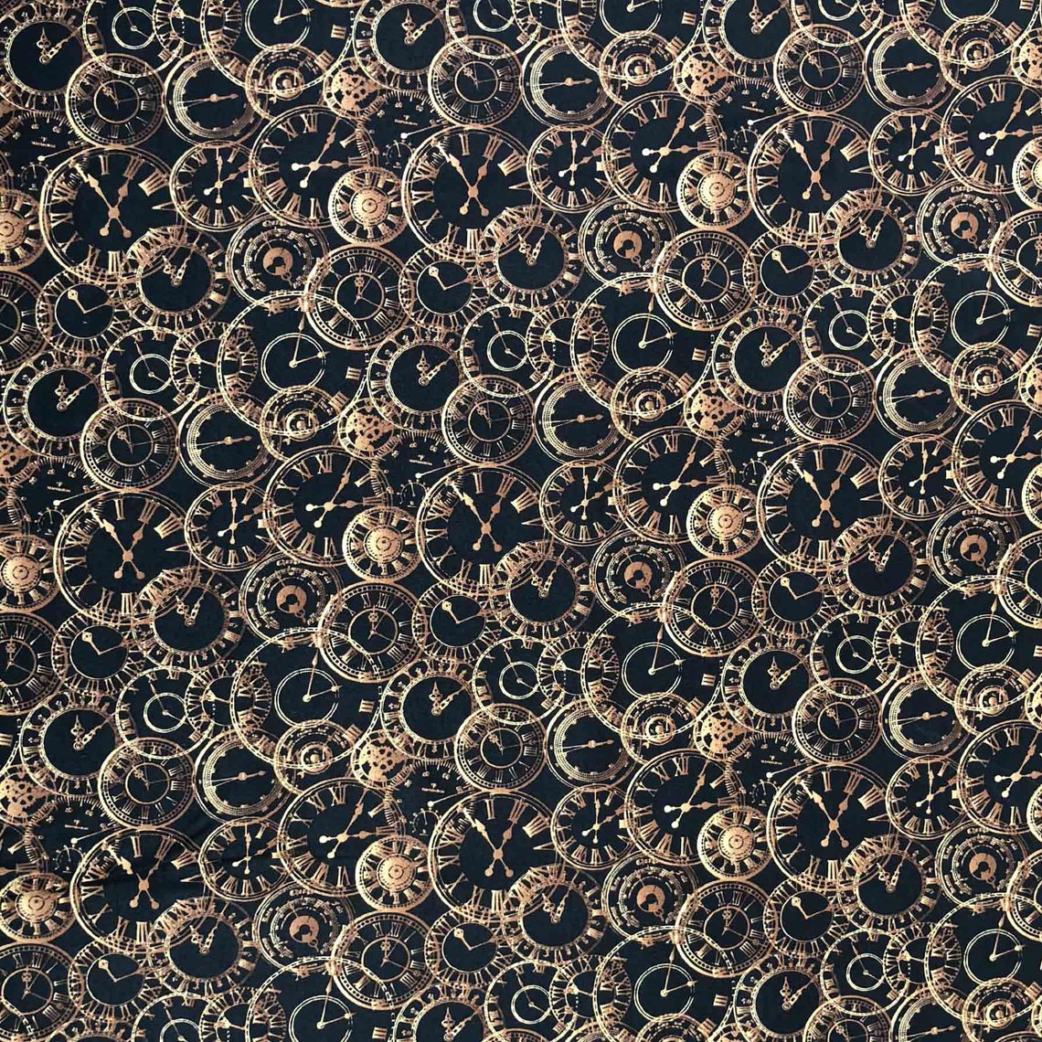 Steampunk Clocks Quilting Fabric Cotton Fabric Price by the | Etsy