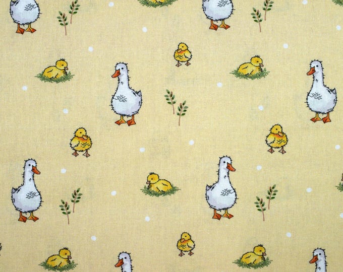 Duck and Chick Print Cotton Quilting Fabric: Nursery Sewing Material ...