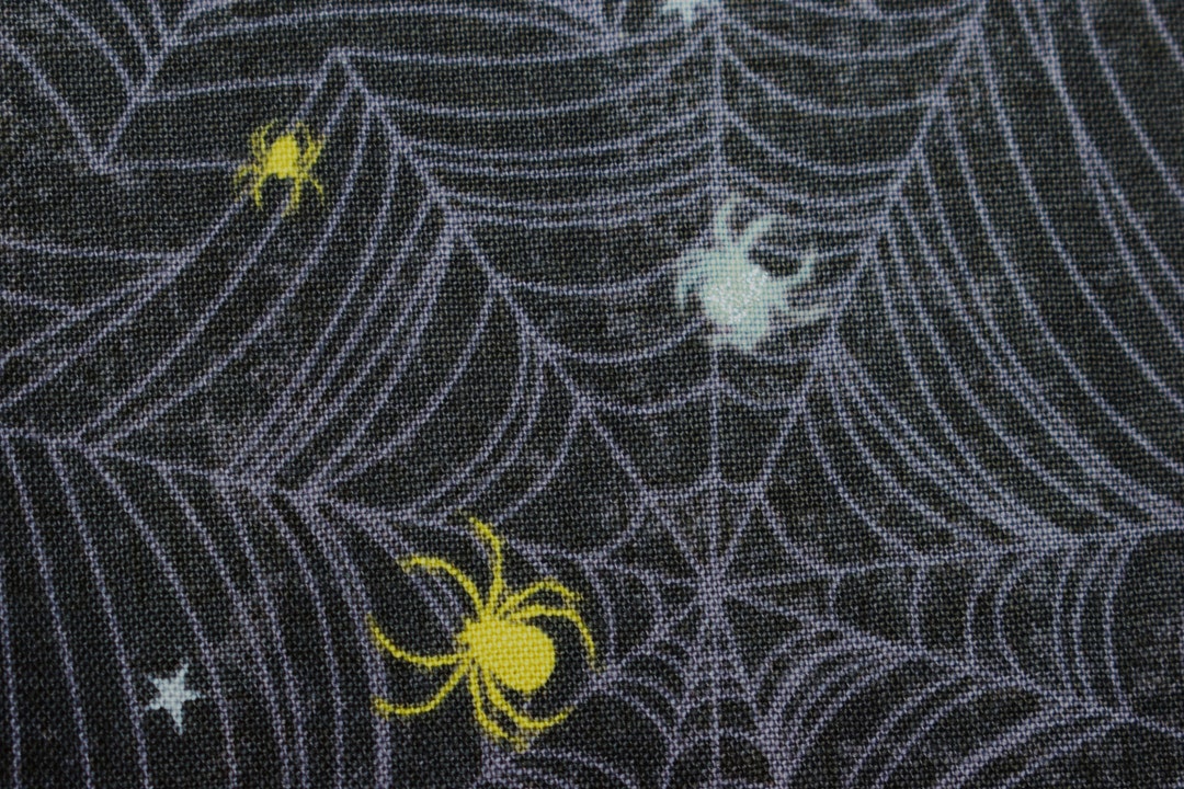 Spider Fabric, Glitter Fabric, Halloween Fabric, Cobweb Fabric ...