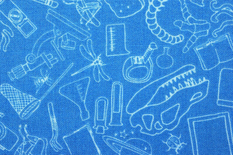 Blue Scientific Quilting Fabric Natural History Museum - Etsy