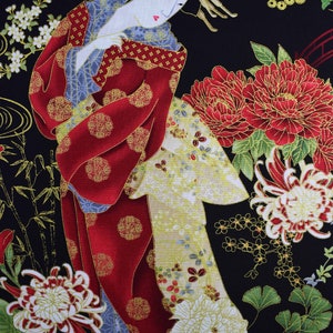 Japanese Geisha Quilting Fabric, Cotton Fabric - Price by the Half ...