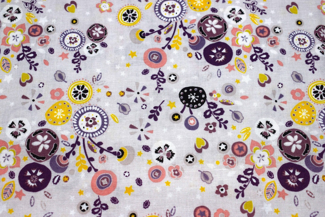 Small Grey Floral Quilting Fabric , Makower Quilting Fabric Price by ...