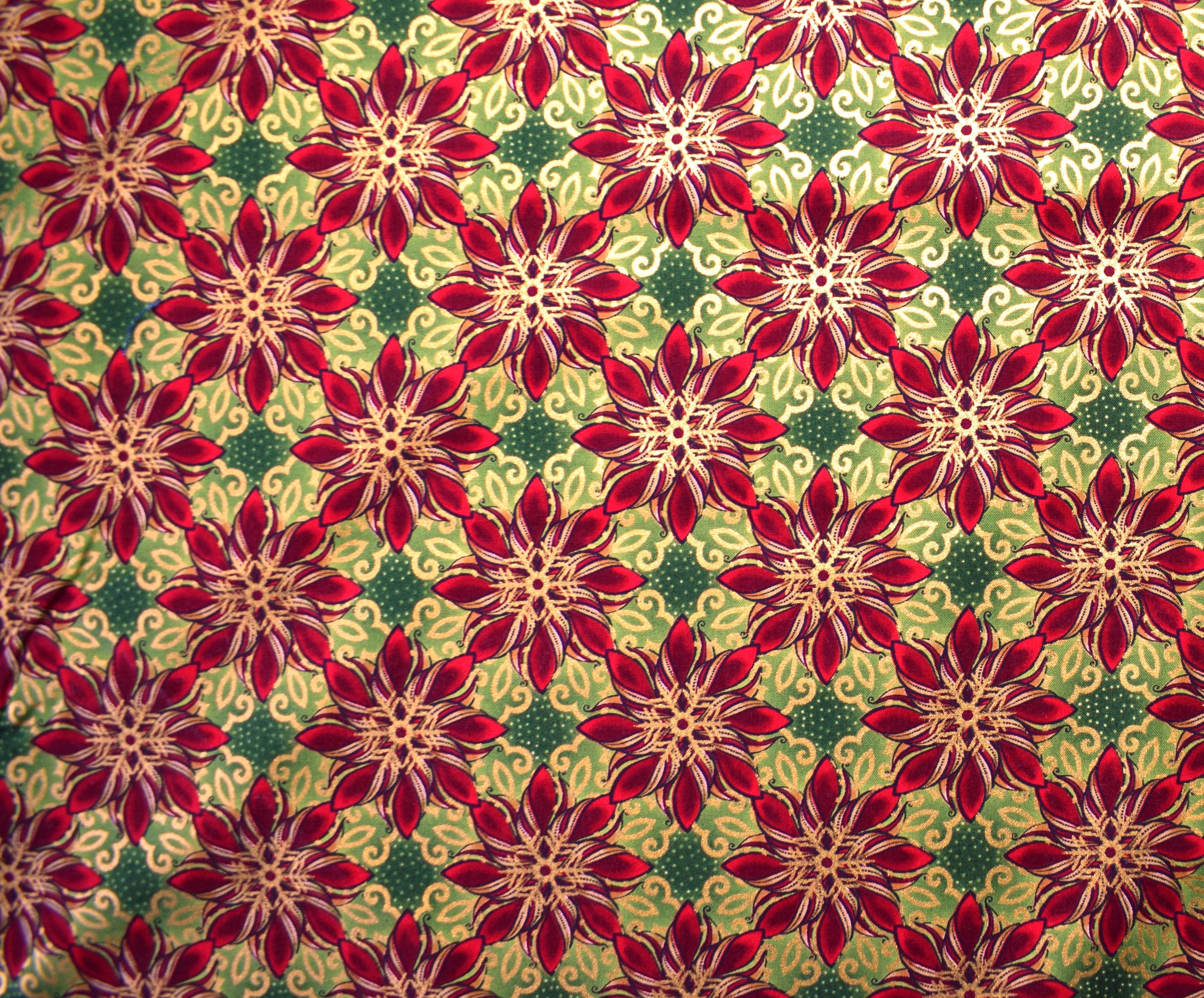 Green Poinsettia Fabric Quilting Fabric Jason Yenter | Etsy
