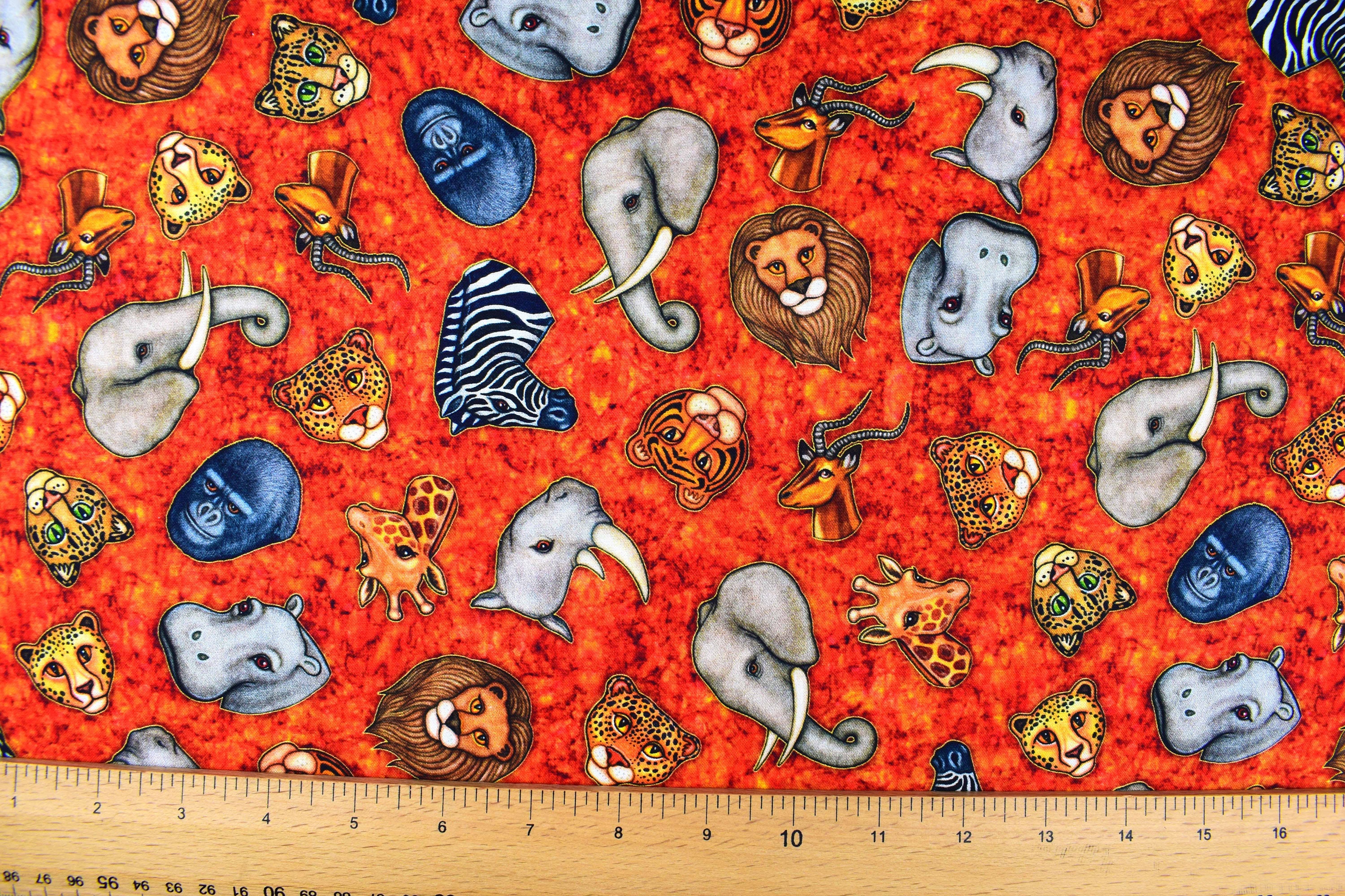 Animal heads fabric Quilting fabric cotton fabric quilting | Etsy