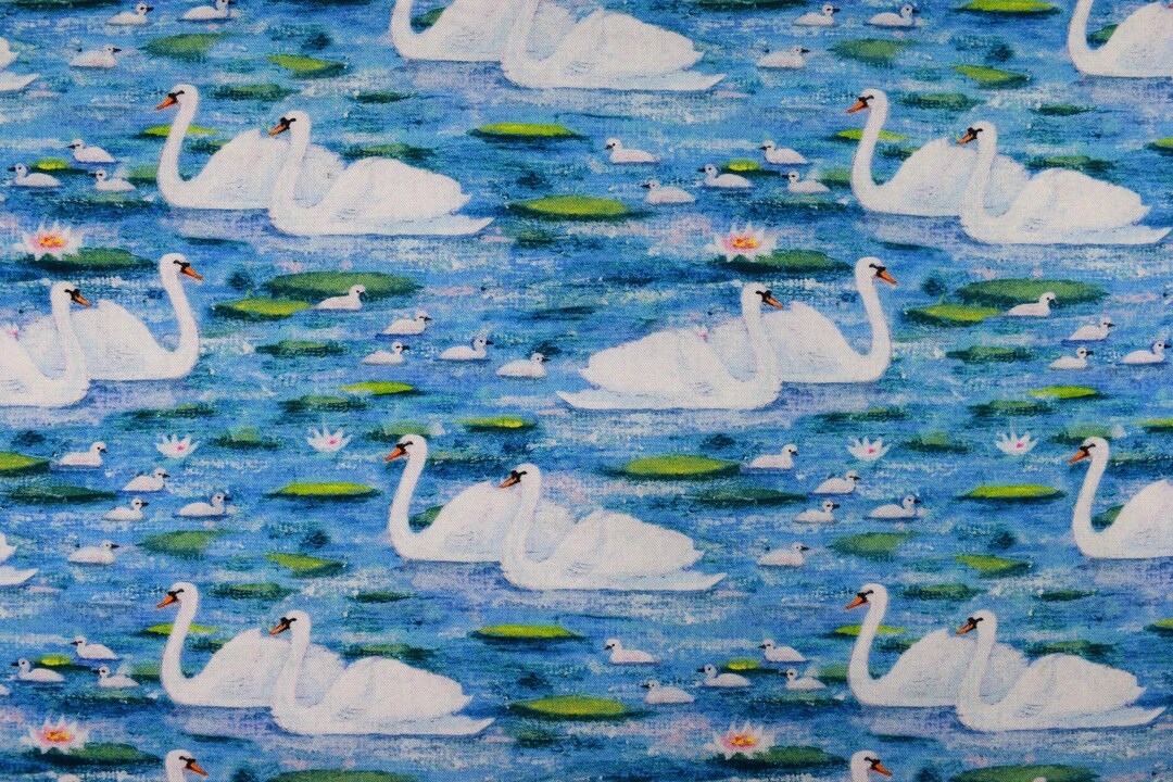 Swan Fabric, Cotton Quilting Fabric - Price by Half Metre - Etsy