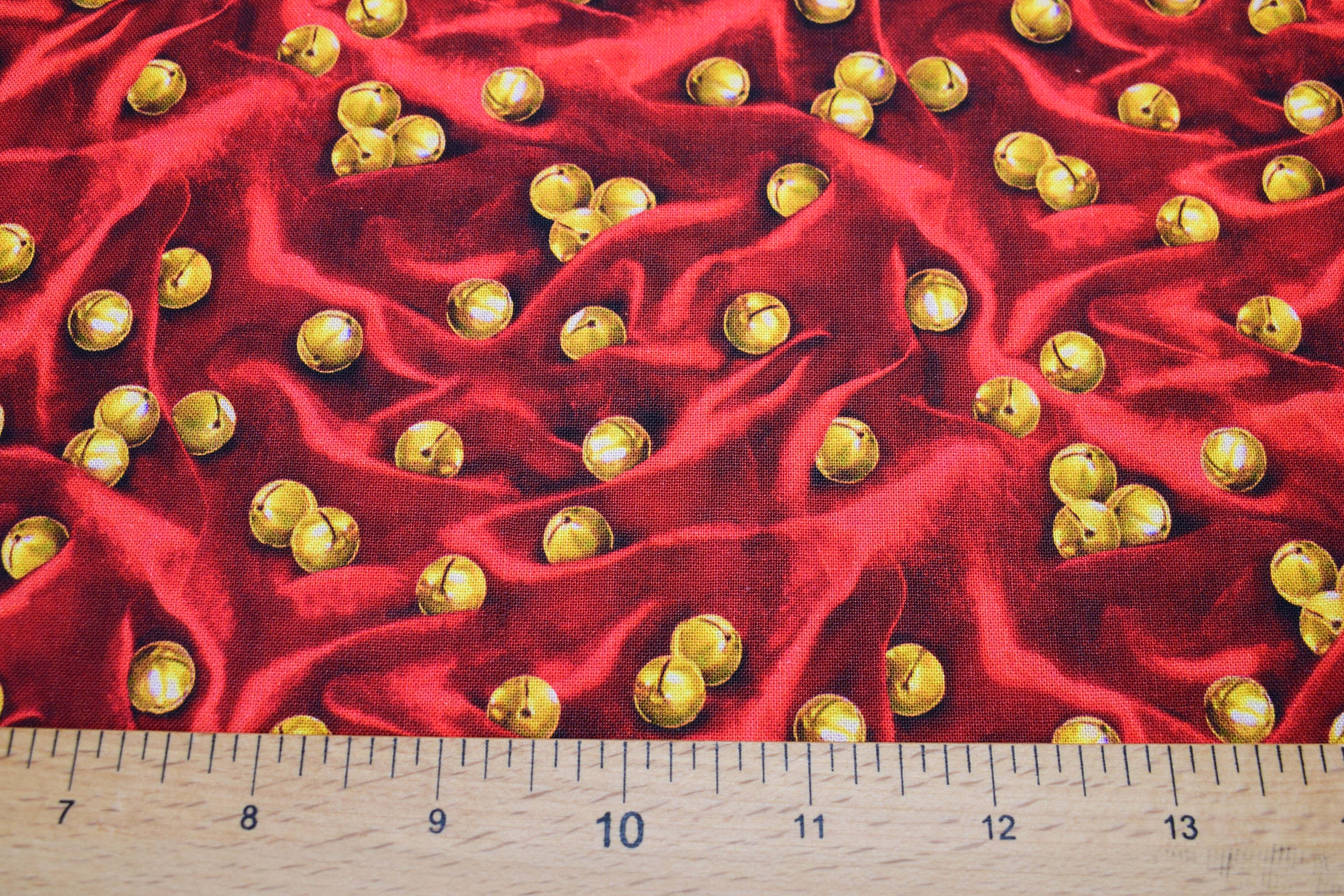 Red Christmas Bells Fabric Santa's List Christmas - Etsy UK