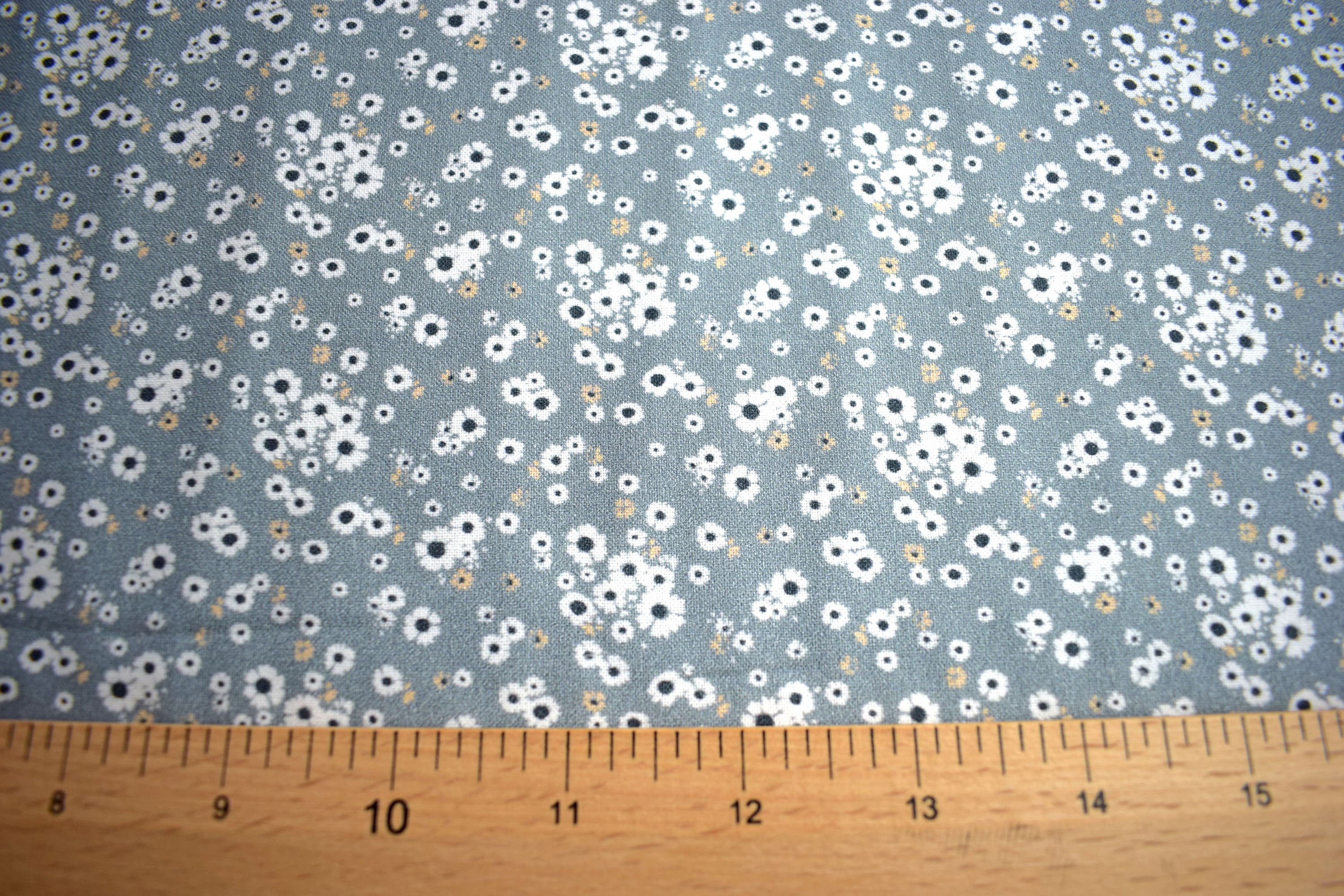 Grey Floral Fabric Flower Quilting Fabric Cotton Fabric - Etsy