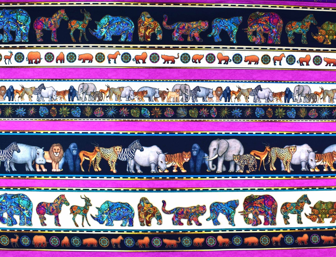 Serengeti Animal Border Cotton Fabric - Quilting Treasures - Price by ...