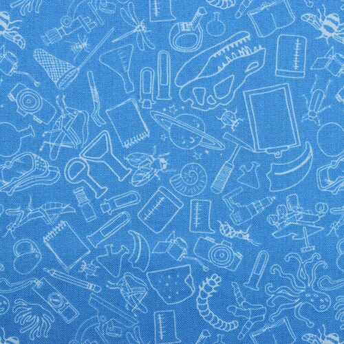 Blue Scientific Quilting Fabric Natural History Museum - Etsy
