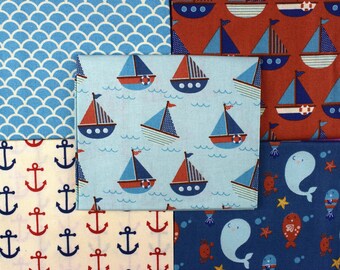 Preppy Fabric HORIZONTAL Navy Blue White Wide Stripes Summer Nautical ...